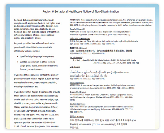 Notice of Non-Discrimination | Region 6