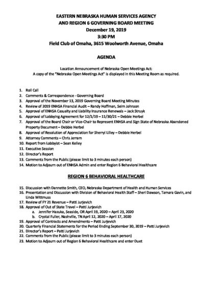 Governing Board Agenda December 2019 Region 6