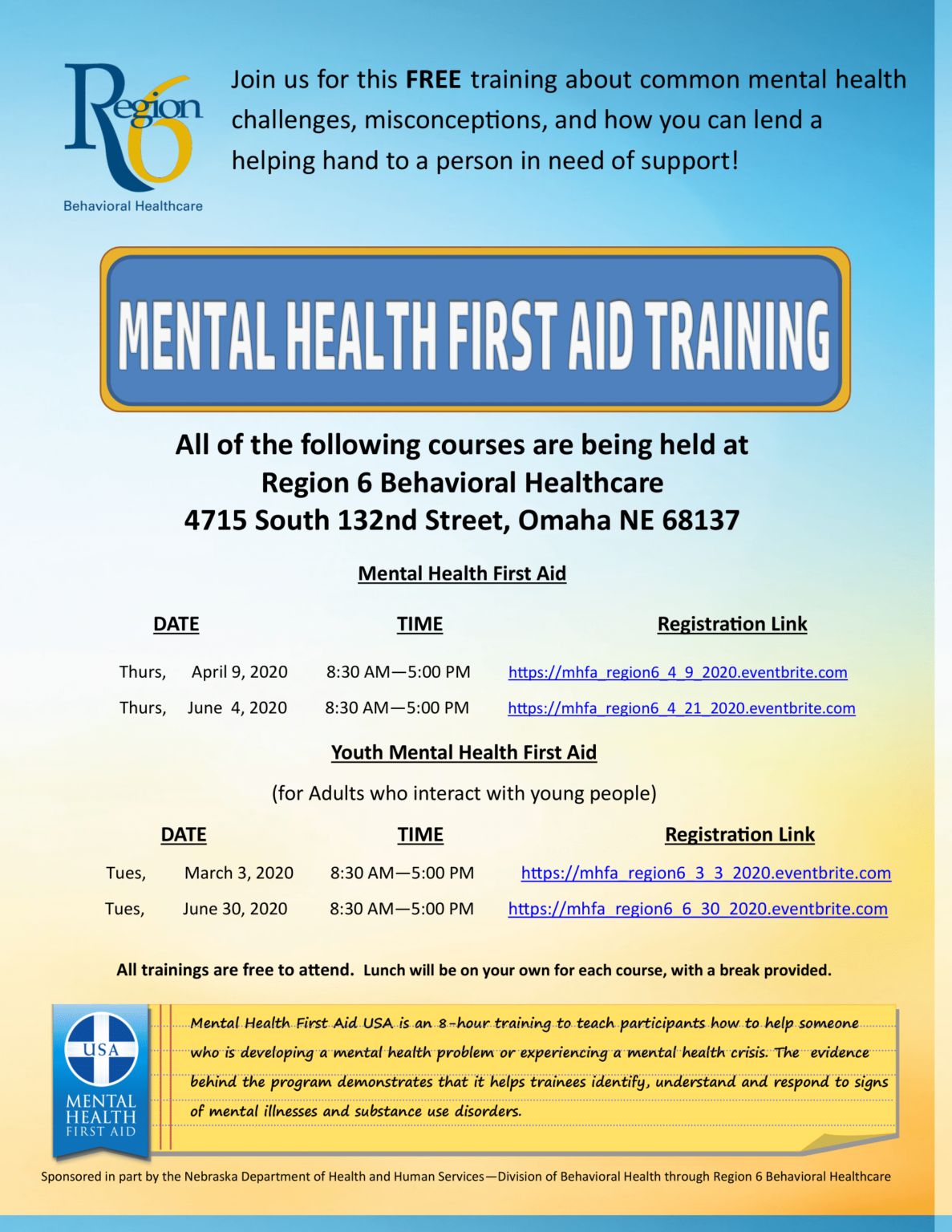 Youth Mental Health First Aid Training | Region 6
